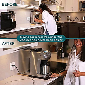 Ibyx Elegant Sliding Tray for Your Coffee Maker & Heavy Kitchen Appliances - Sturdy, Slides Easily from Under The Cabinet (Black, Medium - Wide (13” x 10.5”))