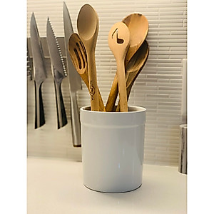 Fox Run Utensil Holder, White Stoneware