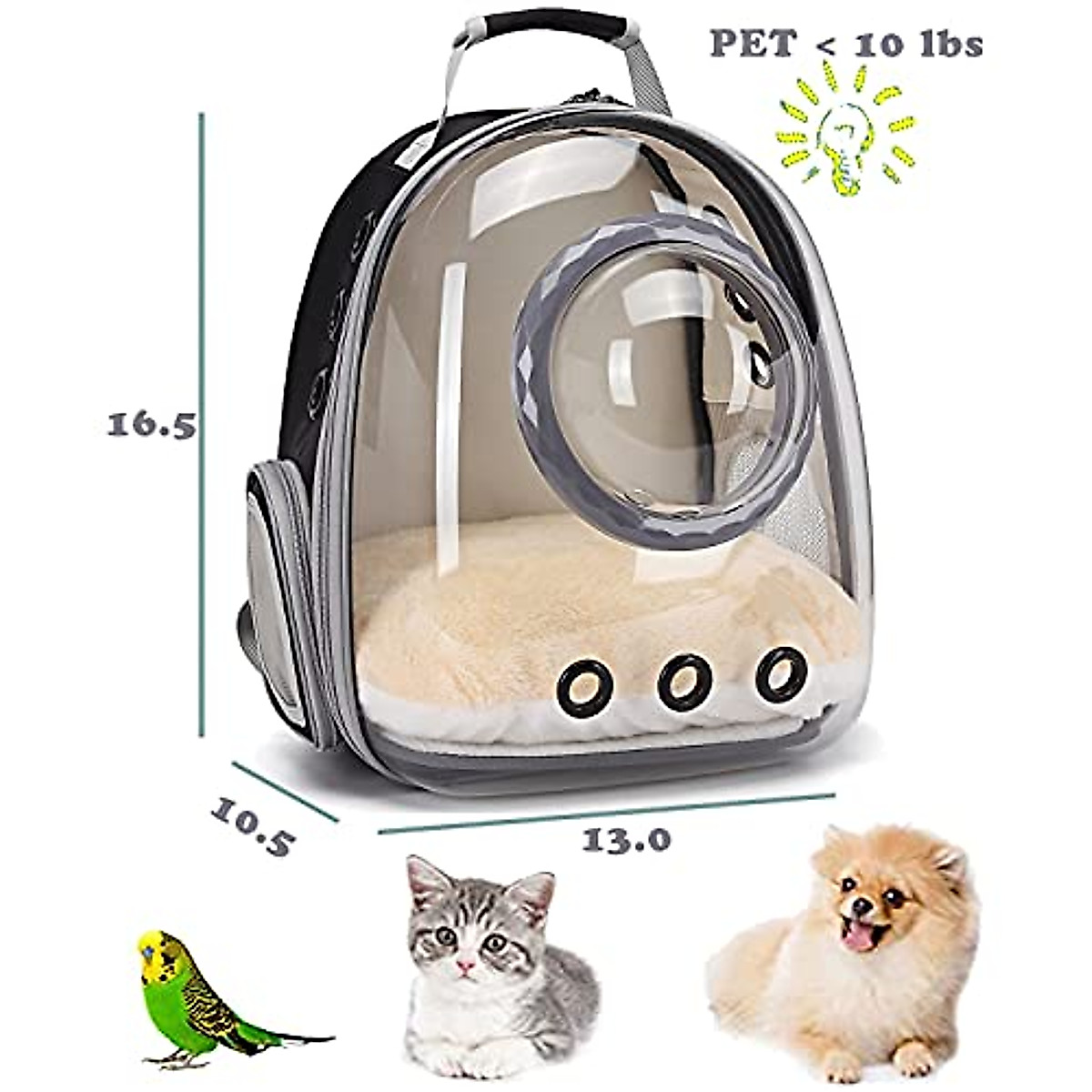 Bubble Cat Carrier Backpack, Transparent Pet Carrier Backpack for Small Puppy and Bunny, Space Capsule Bubble Cat Backpack Carrier, Airline Approved Waterproof Green Pet Backpack for Small Dog