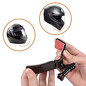 Lupholue Motorcycle Helmet Chin Mount Kits with Adhesive Curved Pads Compatible with GoPro Hero 11, 10, 9, 8, 7, (2018), 6 5, Hero Black, Session, Xiaomi Yi, SJCAM, Campark & Other Action Camera