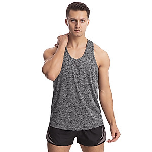 Vislivin Workout Tank Tops for Men Quick Dry Y-Back Tanks Bodybuilding Sleeveless Shirts-4 Packs Black/Sky Blue/Grey/ArmyGreen XXL