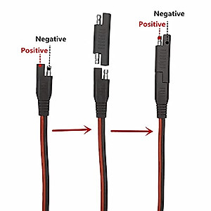 Trickle Charger Extension Cord 25FT - SAE to SAE Connector Cable 12V-24V Battery Charging Cord with Dust Cap 2 Pin Quick Connect Disconnect Plug DC Connection for Camp Trailer Solar Panels (25ft)