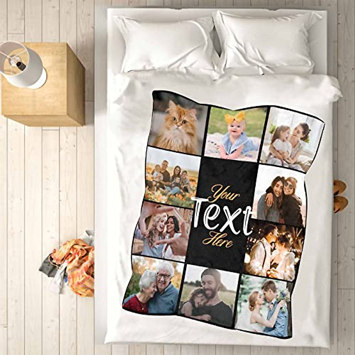 FunStudio Custom Blankets with Photos Text Personalized Picture Throw Blanket Made in USA Customized Christmas Birthday Gifts for Mom Dad Girlfriend Boyfriend Husband Wife Best Friend