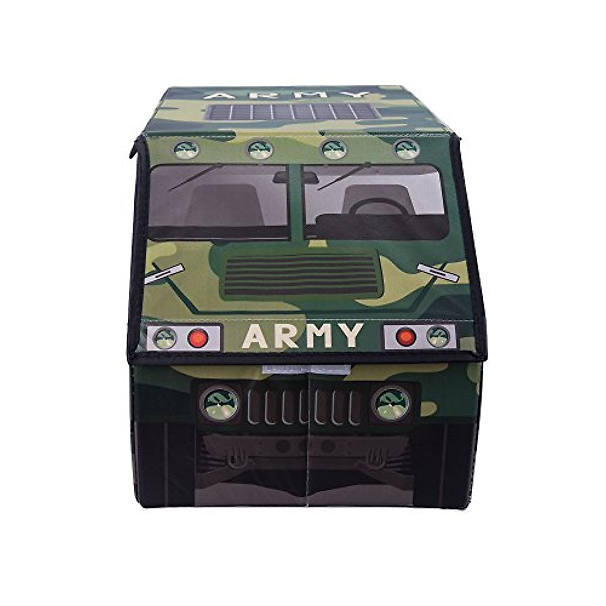 Clever Creations Kids Collapsible Storage Organizer and Ottoman, Perfect Vehicle Themed Toy Chest for Storing Books, Shoes, Games and More, Camo Truck