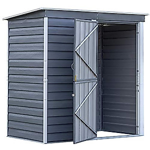 Arrow Shed SBS64 Shed-in-a-Box Compact Galvanized Steel Storage Shed with Pent Roof, 6'x4', Charcoal
