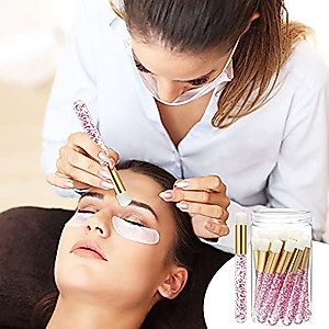 20 Pieces Glitter Crystal Lash Shampoo Brushes with Container Eyelash Extension Cleanser Brush Lash Cleansing Brushes Lash Bath Brush Eyelash Brushes for Eyelash Extensions Prolong Cleansing (Purple)