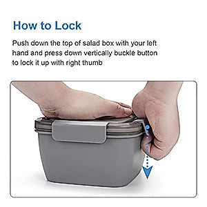 Freshmage Salad Lunch Container To Go, 52-oz Salad Bowls with 3 Compartments, Salad Dressings Container for Salad Toppings, Snacks, Men, Women (Grey)