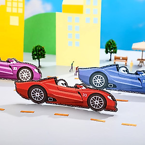 64 Pcs Colorful Race Cars Cutouts Race Cars Accents Paper Cars Cutouts Party Race Cars Bulletin Board Classroom Decor for Teacher Student Race Cars Party Supplies