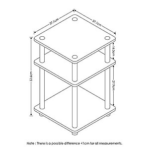 Furinno Turn-N-Tube Easy Assembly Multipurpose End Table / Side Table / Sofa Table / Nightstand, Round Tubes, Blackwood