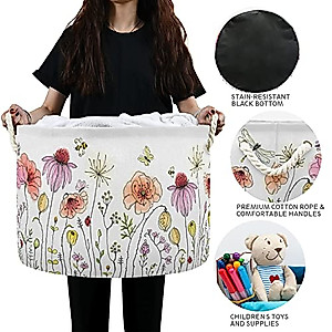 xigua Cotton Rope Basket Colorful Wildflowers Baby Laundry Basket Blanket Kids Toy Storage Basket