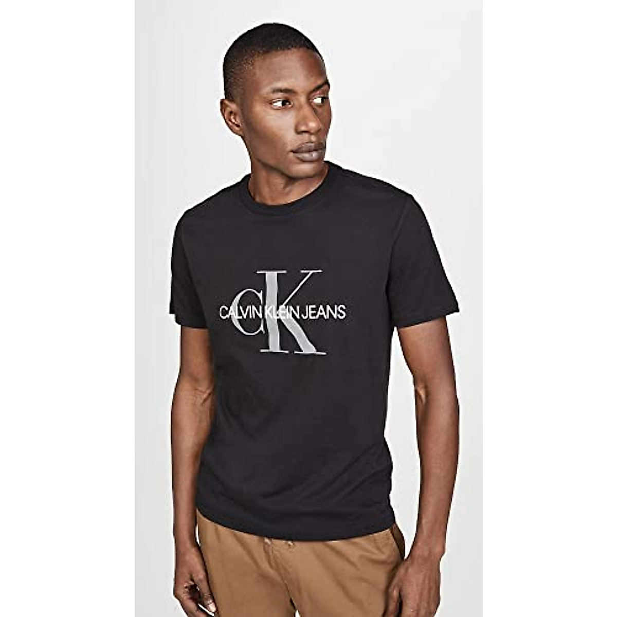 Calvin Klein Men's Short Sleeve Monogram Logo T-Shirt, Black Unbox, X-Large