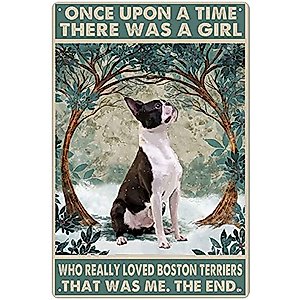 French Fighting Dog Metal Tin Sign,Who Really Loved Boston Terriers Retro Poster Garage Kitchen Wall Plaque Home Decor Cafe Bar Pub Beer Club Poster Painting 8x12 inch