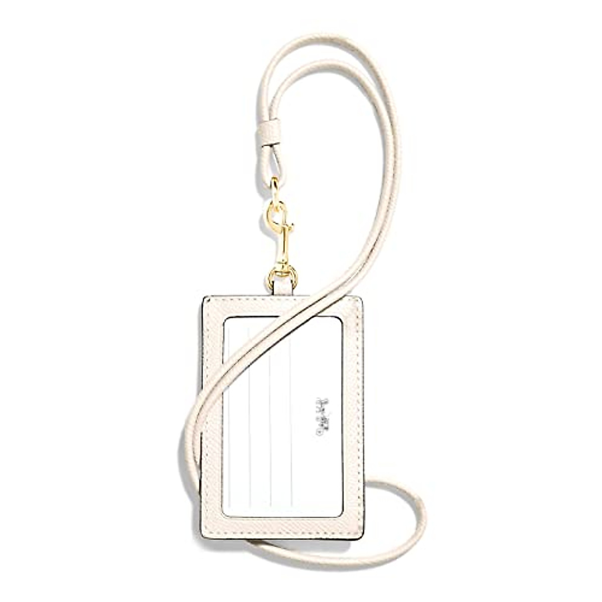 Coach Crossgrain Leather Lanyard Badge ID Holder Chalk F57311