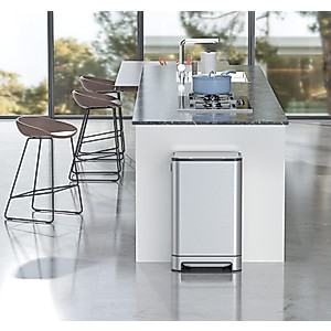 Kitchen Trash Can - ELPHECO - 13.2 Gallon Stainless Steel Garbage Bin with Soft Slow Lid, 50 Liter Pedal Trash Can, Durable Pedal, Removable Plastic Inner Bucket Waste Bin for Office, Kitchen, White