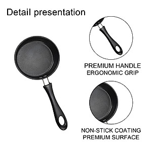 Rehomy Mini Nonstick Egg & Omelet Pan – 4.7” Single Serve Frying Pan/Skillet, Diamond Infused, Multipurpose Pan Designed for Eggs, Pancakes, Dishwasher Safe (4.7 Inch/12CM)