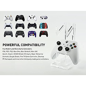 OAPRIRE Dual Controller Holder Gaming Accessories, Suitable for Almost All Controllers, Controller Stand for Xbox ONE PS4 PS5 STEAM PC (Crystal Clear)