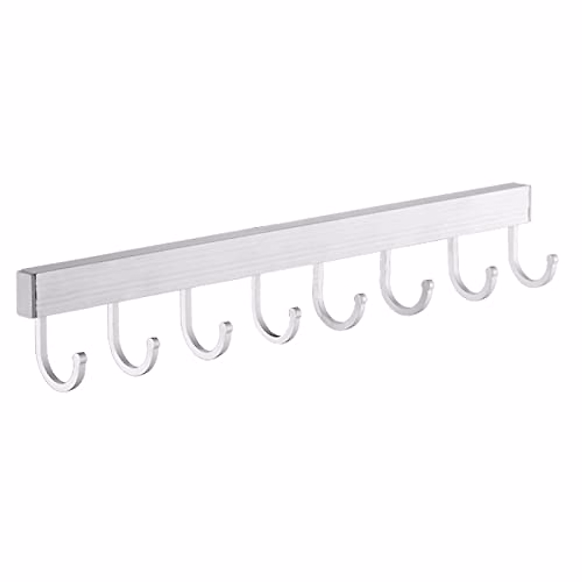 NC Kitchen Towel Hook Self Adhesive Installation,with 8 Slide Hooks, Kitchen Must Haves,Door,Key,Bathroom Coat Rack Hook Space Aluminum Wall Bathroom Hat Hook.(15.75 inch with 8 Hook, Silver White)