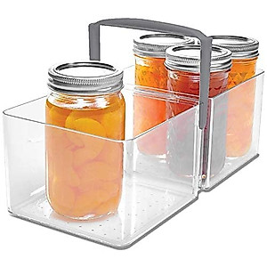 madesmart Fridge Portable Tote/Condiment Caddy, 12.19 x 5.69 x 4.38 in (30.96 x 14.45 x 11.11 cm), Light Grey