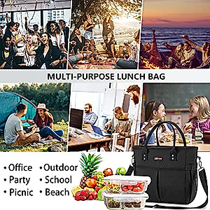 MAXTOP Lunch Bag Women,Insulated Thermal Lunch Large Tote Bag,Lunch Box for Men with Adjustable Shoulder Strap, 4-Outside Pockets for Office Work Picnic Shopping