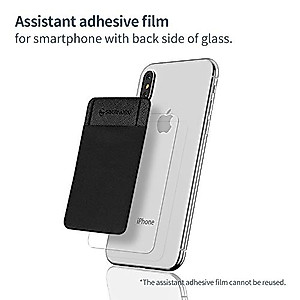 Sinjimoru Business Card Holder for Back of Phone, Reusable iPhone Stick on Wallet, Credit Card Holder for Smartphone. Sinji Pouch L-Flap Black