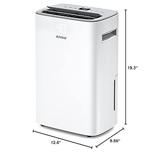 ROVRAK 50 Pint 3500 Sq. Ft. Dehumidifier 3 Modes Adjustable Household Dehumidifier, with Auto or Manual Drainage and 0.66 Gallon Water Tank Capacity for Living Room Wardrobe Garage