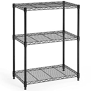 CAPHAUS 3/4/5-Tier Adjustable Height Wire Shelving Unit, Wire Rack Shelving, Metal Steel Storage Shelves, Garage Shelving Storage Organizer, Utility Storage Shelf, 3-Tier Without Wheels, Black
