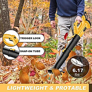 EKACO Leaf Blower - 320 CFM 150 21V MPH Leaf Blower Cordless with 4.0Ah Battery and Charger, Electric Leaf Blower with 6-Speed Control 2 Section Tubes for Lawn Care, Yard, Snow Debris, and Dust
