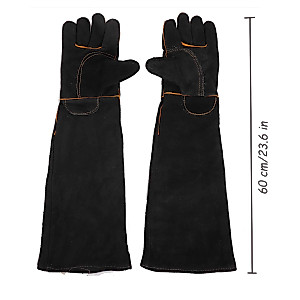 Less bad Animal Protection Gloves Anti-Bite & Scratch Handling Gloves for Dog Cat Bird Reptile Snake (Black-1)