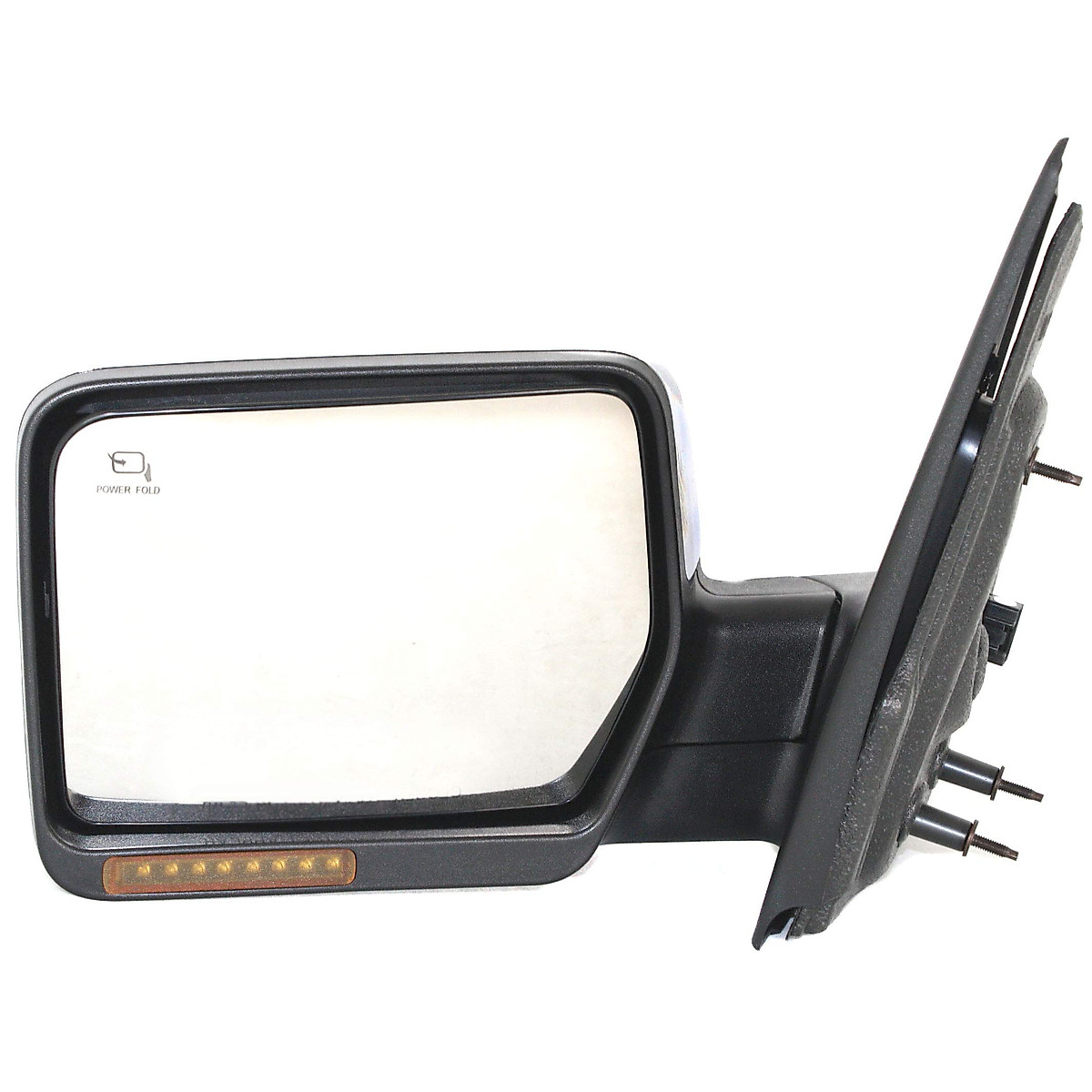 Kool Vue Left Power Heated Door Mirror Compatible With Ford F-150 2007-2008 Power Fold With Signal Light, Memory & Puddle Lamp Chrome