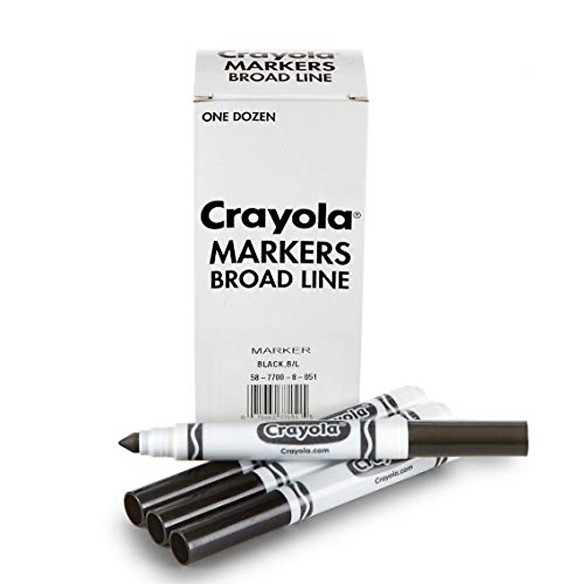 Crayola Broad Line Markers - Black (12ct), Markers for Kids, Bulk School Supplies for Teachers, Nontoxic, Marker Refill with Reusable Box