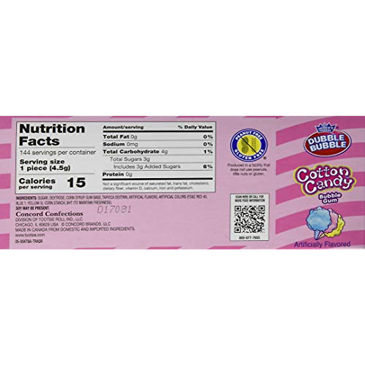 Dubble Bubble 5 Gumballs Per Sleeve, 3 Flavors, Cotton Candy, 36 Candies (Pack of 12)
