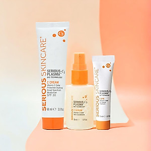 Serious Skincare Serious-C3 Plasma Vitamin C Day Trio - C Cream Daytime Moisturizer SPF 30 2 oz, Vitamin C Serum Skin Conditioner 1 oz. and C-Eye Treatment 0.5 oz.- For Smooth Radiant Skin