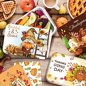 36 Pcs Thanksgiving Foil Containers with Lid Covers, Fall Autumn Harvest Theme Disposable Aluminum Foil, Baking Pan Cake Pan Food Foil Pans for Thanksgiving Party Supplies Fall Leftovers & To-Go Meals