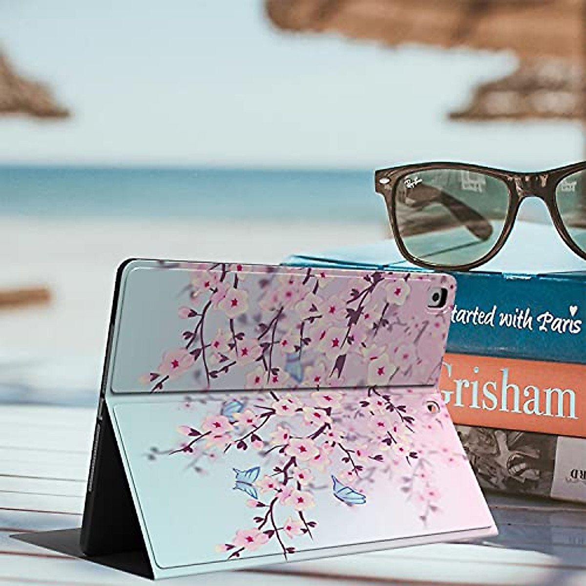 USTY Samsung Galaxy Tab A 10.1 Case 2019 SM-T510 - Slim Shell Lightweight Premium PU Leather Folio Stand Case Protective Cover for Samsung Galaxy Tab A 10.1 Inch Tablet, Cherry Blossom