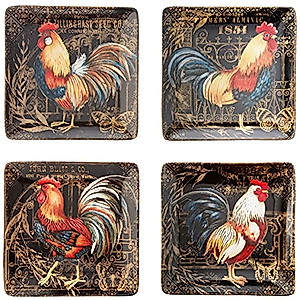 Certified International Gilded Rooster Dinnerware.Tabletop, One Size, Multicolored