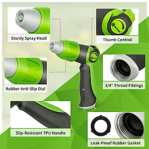 AUTOMAN Garden Hose Nozzle - 2 Pack, Thumb Control Sprayer, Slip-Resistant Water Nozzle, Extra 4 Washers, for Watering Plants Lawn & Garden, Cleaning, Washing Car, Showering Pets