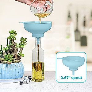 Wide Mouth Kitchen Funnel, Pisol Food Grade Plastic Cooking Canning Funnel with 4 Sizes Spouts for Filling Wide and Regular Mason Jars, Spray Dropper Oil Bottle Jug Spices Shampoo Powder Oats Sauce