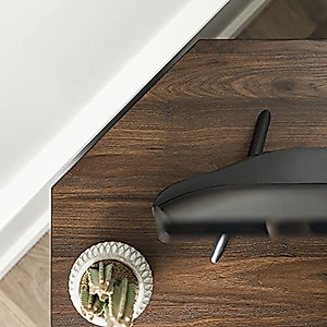 Walker Edison 2 Door Glass Shelf Corner Stand Console, fits TVs up to 55", 48, Dark Walnut