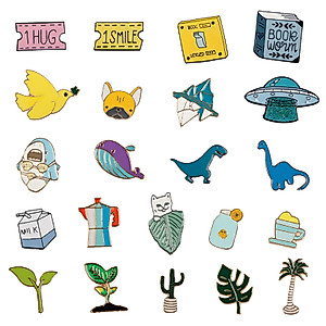 20 Mixed Style Enamel Brooch Pin Set, Cute Brooches Pins Jewelry Accessories Decoration Gift for Clothing Bags Jackets