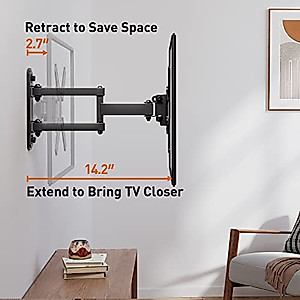 Perlegear TV Wall Mount for 13-42 inch Flat or Curved TVs & Monitors up to 55 lbs, Full Motion TV Wall Mount with Articulating Arm, Swivel Corner TV Wall Mount, Max VESA 200x200mm, PGSF6