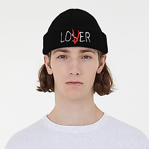 jiaozhen Cuffed Beanie Hats for Women, Knitted beanieie - Unisex Embroidery Skull Cap, Warm Hats,Lightweight Beanies Black