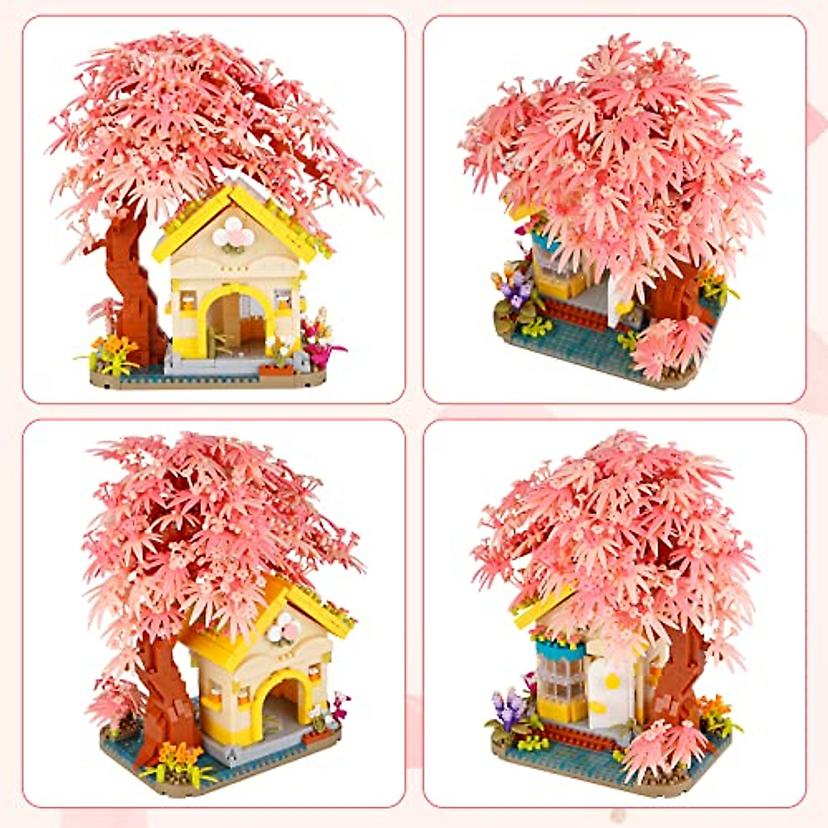 1500PCS Cherry Bonsai Tree House Building Sets, Cherry Blossom Bonsai Tree kit Building Blocks, Mini Bricks Sakura Tree House, Good Gift Choice for 14+ Kids and Adults