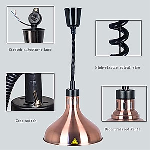 Food Heating Lamp Food Warming Lamp Food Heat Lamp Retractable Food Warmer Lamp Food Heating Hang Light Commercial Hotel Kitchen Restaurant Supplies,