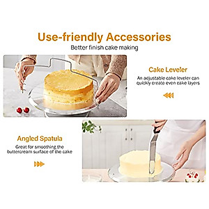 Kootek Aluminium Cake Decorating Turntable, 12 Inch Rotating Cake Stand, 22pcs Baking Supplies Tools with Icing Spatula, Cake Leveler, 3 Icing Smoother, 12 Icing Piping Tips, 2 Pastry Bag