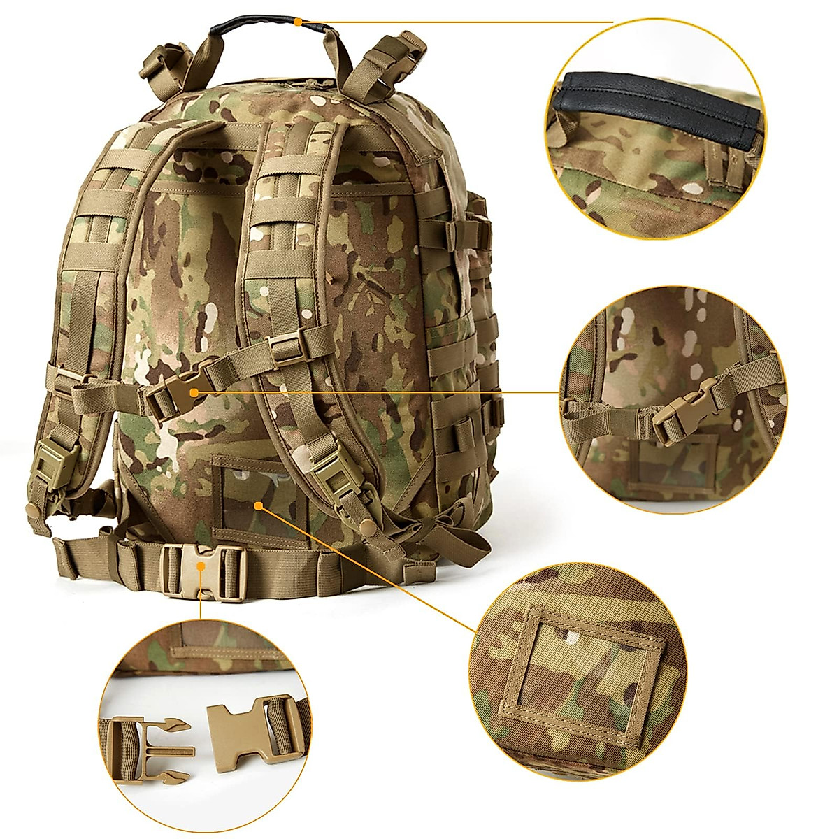 MT Military Army MOLLE 2 Tactical Assault Backpack, Rifleman 3 Day Pack, Medium Rucksack (Assault Pack UN)