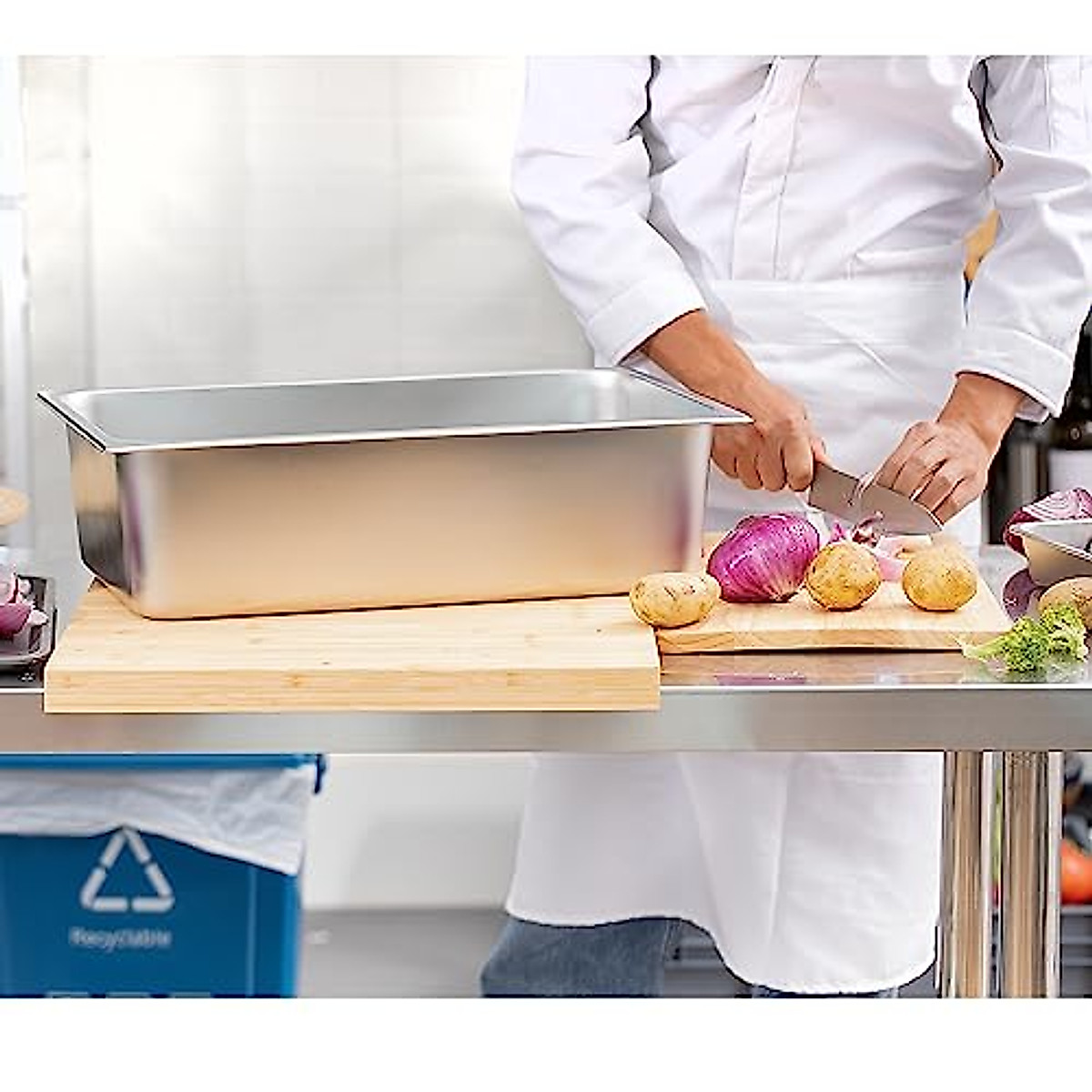 EGGKITPO Stainless Steel Pan 6-Pack 6 Inch Deep Full Size Pans Catering Storage Metal Food Pan Commercial Steamer Pan Food Catering Trays for Hotel Steam Table Tray for Food Warmer