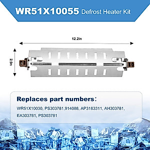 Aekops WR51X10055 Defrost Heater Kit Compatible with GE Hotpoint Refrigerator, Replaces WR51X10030 AP3183311, Incloud WR55X10025 Refrigerator Temperature Sensor and WR50X10068 Defrost Thermostat