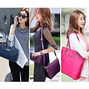 FiveloveTwo Womens Ladies 6 Pcs Handbag Set Hobo Top Handle Bag Totes Satchels Crossbody Shoulder Bags and Purse Clutch