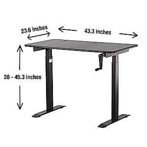 UNICOO - Crank Adjustable Height Standing Desk, Adjustable Sit to Stand up Desk,Home Office Table, Computer Table, Portable Writing Desk, Study Table (Black Top/Black Frame - NTCSET-01-BB)