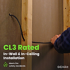 GearIT 14/2 Speaker Wire (100 Feet) 14AWG Gauge - Outdoor Direct Burial in Ground/in Wall / CL3 CL2 Rated / 2 Conductors - OFC Oxygen-Free Copper, Black 100ft